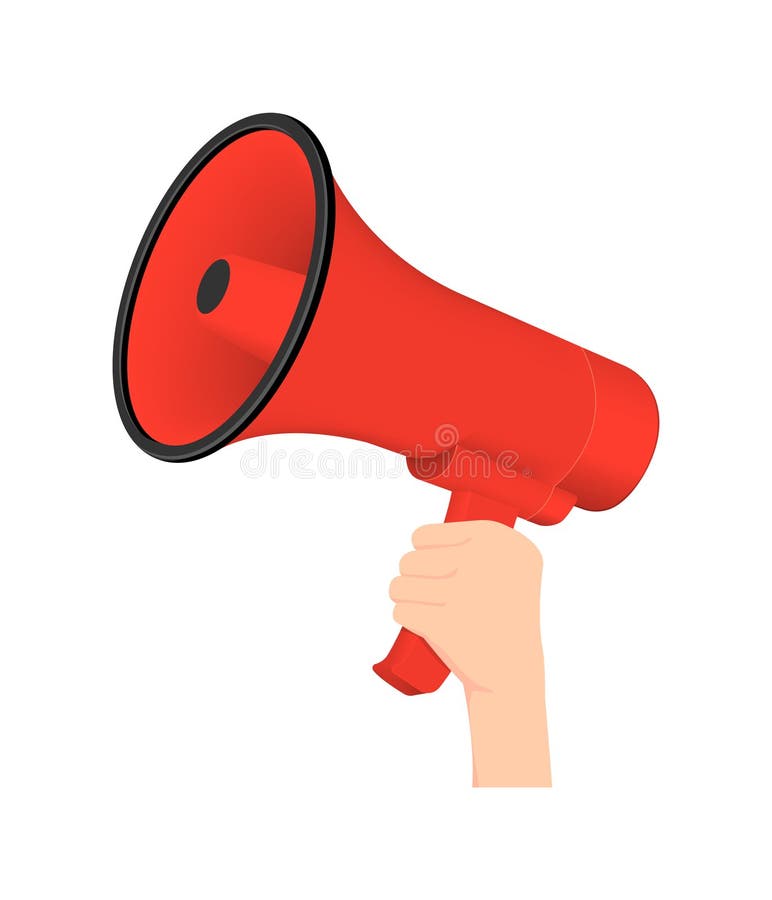 Megaphone ( Red Color ) with Hand Vector Illustration Stock ...