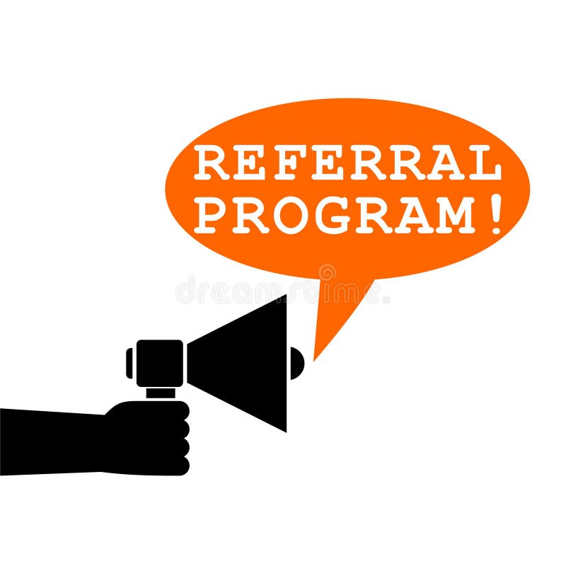 Megaphone with Referral Program Icon. Referral Program Chat Think ... Megaphone with Referral Program Icon. Referral Program Chat Think ...