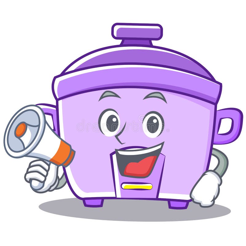 With Megaphone Rice Cooker Character Cartoon Stock Vector ...