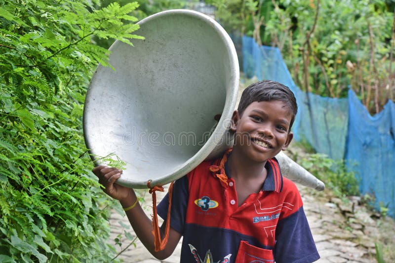 Megaphone with Rural Boy editorial stock photo. Image of audio - 104572463