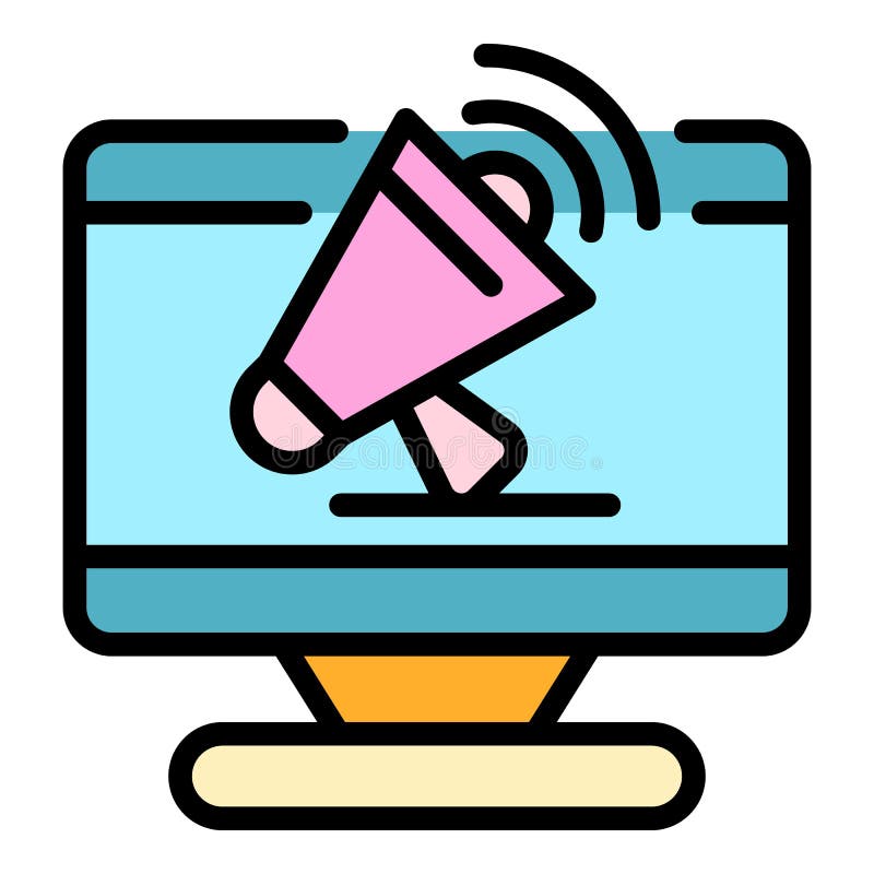 Megaphone on Screen Icon Color Outline Vector Stock Vector ...