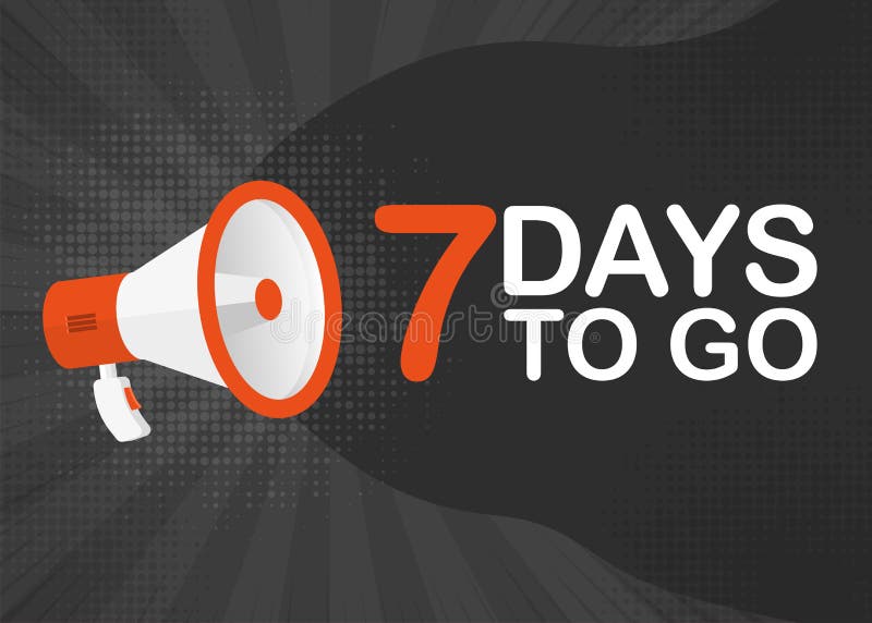 Seven Days To Go. Flat Style on White Background. Countdown Timer ...