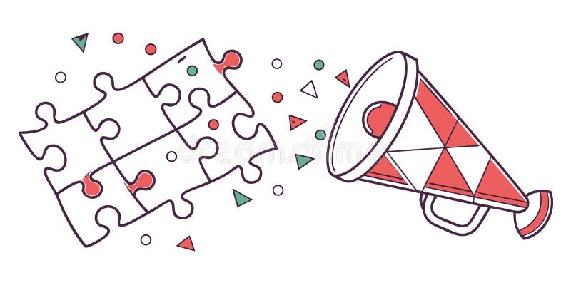 A Megaphone Shouting Out Puzzle Pieces, a Communication Concept, Vector ...