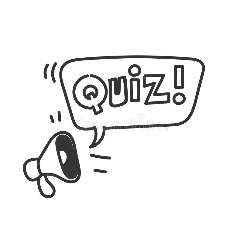 Megaphone Shouting Quiz in Bubble Speech Illustration in Cartoon Doodle ...
