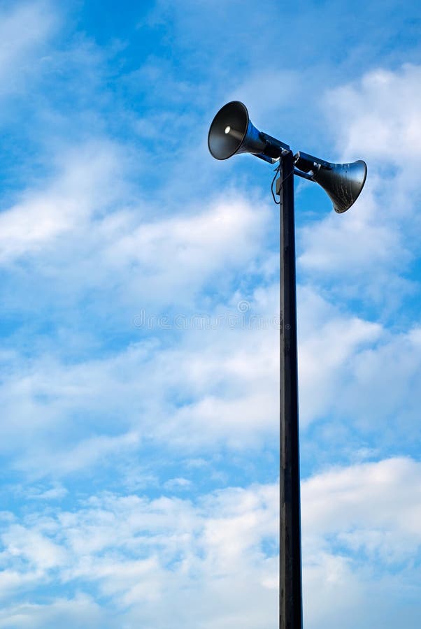Megaphone or Sirens on a Pole Stock Photo - Image of speakers ...