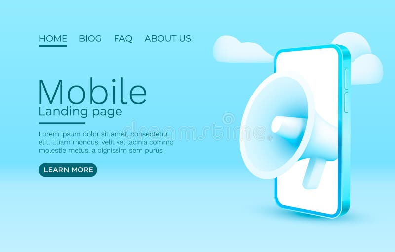 Megaphone Smartphone Mobile Screen, Technology Mobile Display. Vector ...