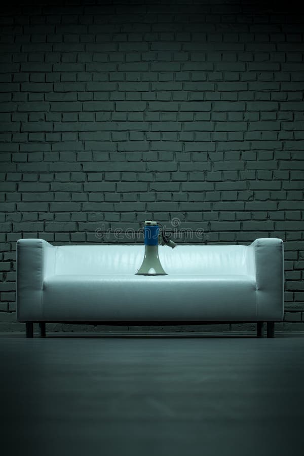 Megaphone on a sofa stock image. Image of equipment, couch - 23027131