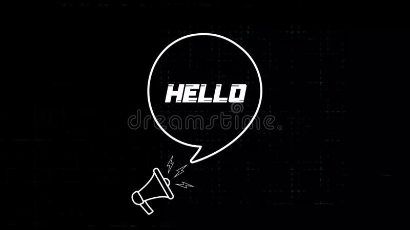 Megaphone with Speech Bubble and Hello Text on Old Tv Glitch ...