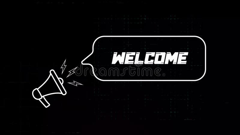 Megaphone with Speech Bubble and the Welcome Text on Old Tv Glitch ...