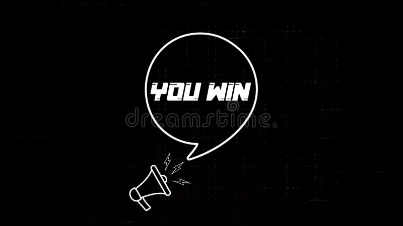 Megaphone with Speech Bubble and the You Win Text on Old Tv Glitch ...