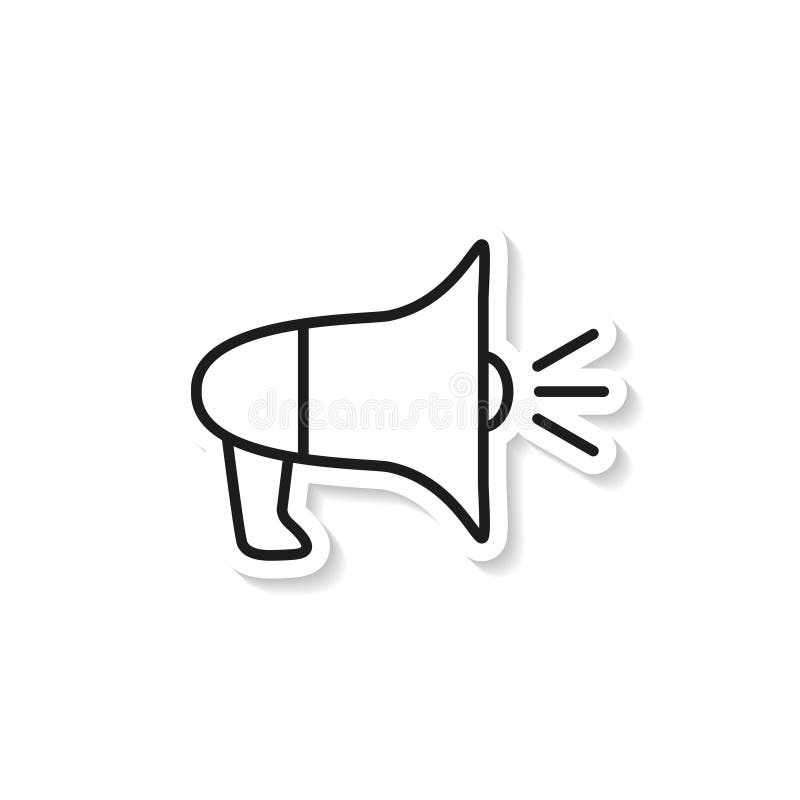 Megaphone Sticker Isolated on White Background. Megaphone Icon in ...