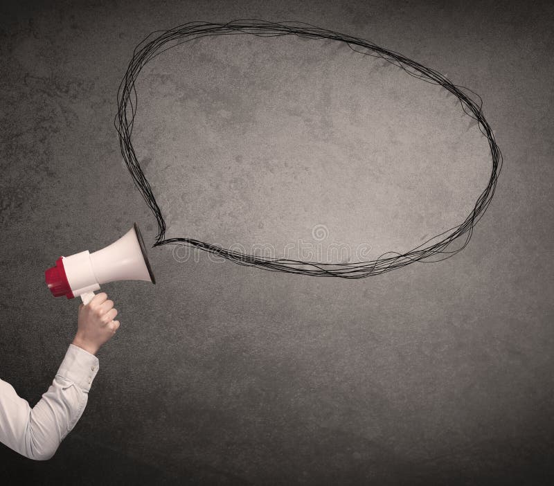 Megaphone with talk bubble stock illustration. Illustration of ...