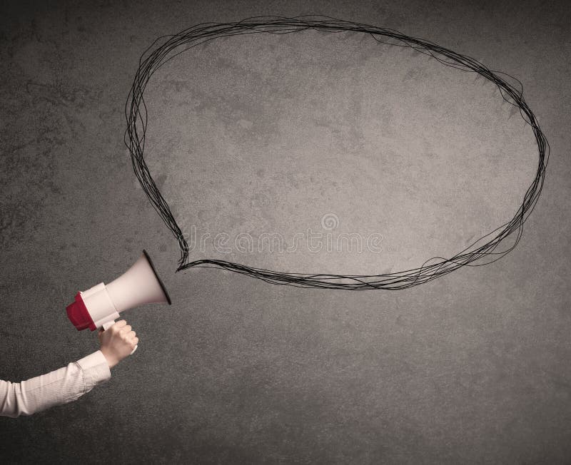 Megaphone with talk bubble stock illustration. Illustration of concept ...