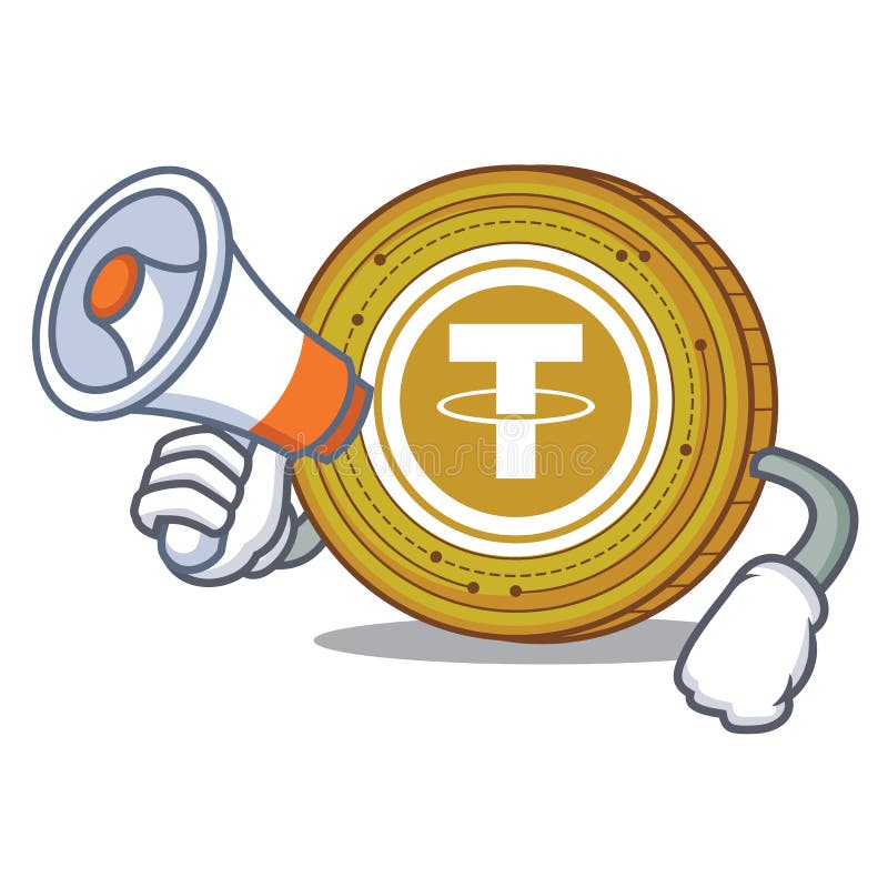 With Megaphone Tether Coin Character Cartoon Editorial Image ...