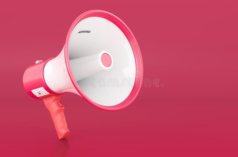 Megaphone in Trending Viva Magenta Colors, 3D Rendering Stock ...