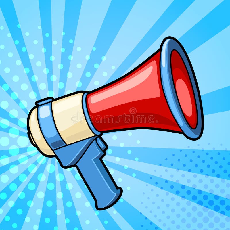 Megaphone Vector Illustration in Retro Comic Style Stock Illustration ...