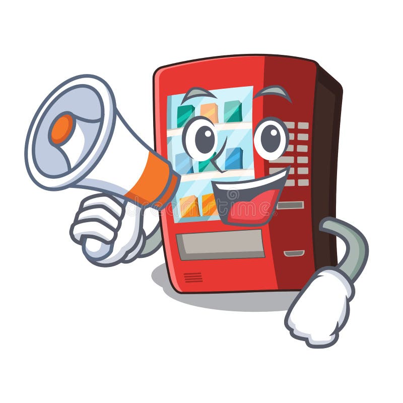 With Megaphone Vending Machine in the Cartoon Shape Stock Vector ...
