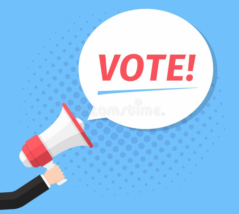 Megaphone with word Vote stock vector. Illustration of government ...