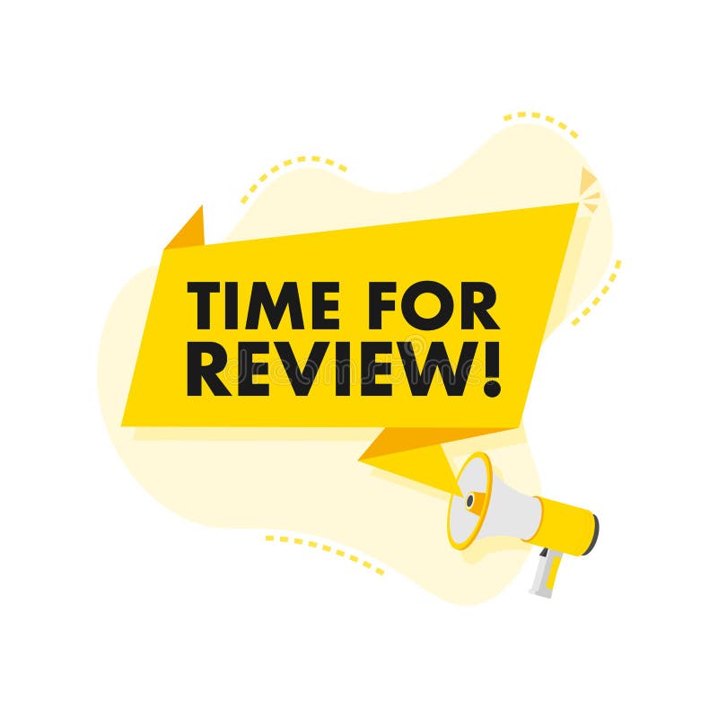 Megaphone Announcing Time for Review with Yellow Banner Stock Vector ...