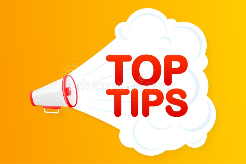 Megaphone Yellow Banner with Top Tips Sign. Vector Illustration Stock ...