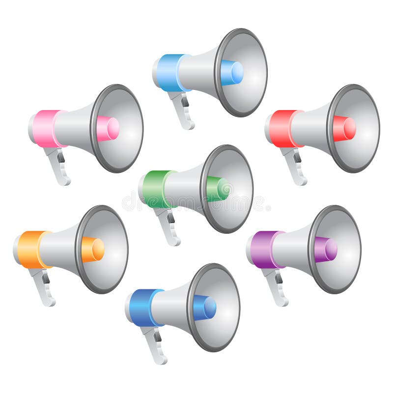 Megaphones Icon Set stock vector. Illustration of communications - 27099580