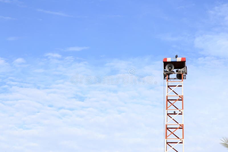 Megaphones on a pole stock photo. Image of communicate - 59003752