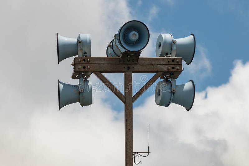 Megaphones on pole stock image. Image of transmission - 47946427