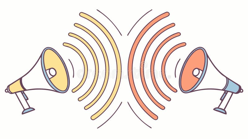 Megaphones with Sound Waves, Vector Design Generative AI Stock Vector ...