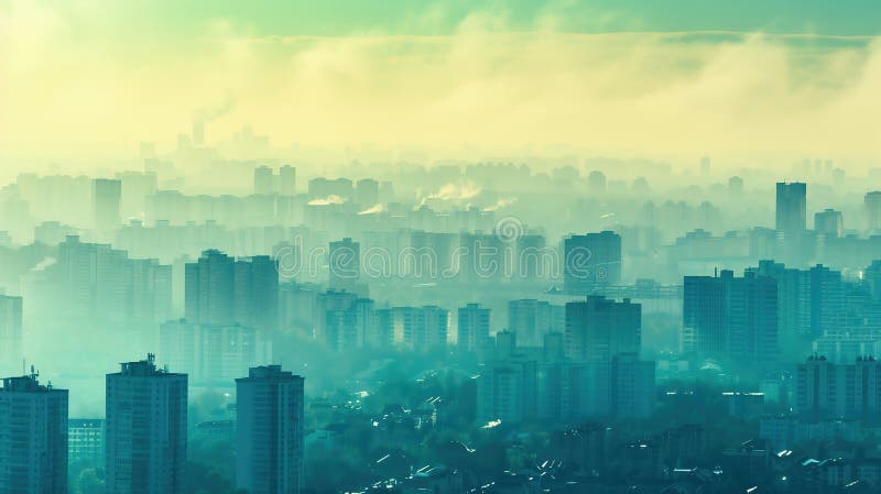 Megapolis in Smog. Air Pollution in a City Stock Image - Image of ...