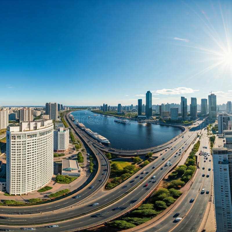 Busy Traffic during the Day of Megapolitan City Stock Illustration ...
