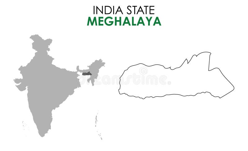 Meghalaya Map of Indian State. Meghalaya Map Vector Illustration Stock ...