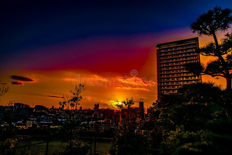 Meguro Townscape and Sunset Stock Photo - Image of time, evening: 261490630