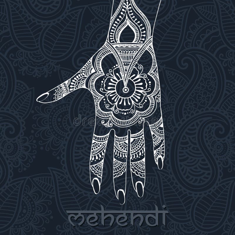 Mehendi Drawing on Woman`s Hand Stock Illustration - Illustration of ...