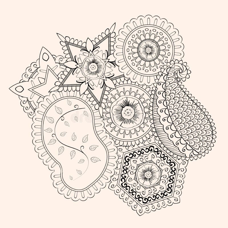 Mehendi Tracery Pattern Handmade, Set Stock Vector - Illustration of ...