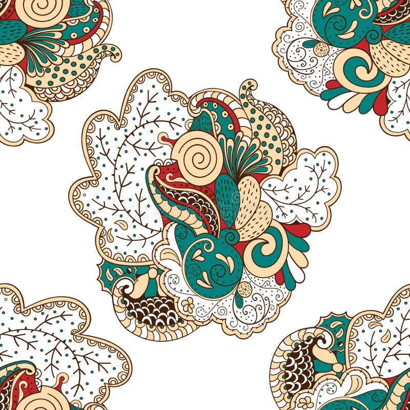 Mehendi Tracery Pattern, Seamless, Handmade Hindi Stock Vector ...