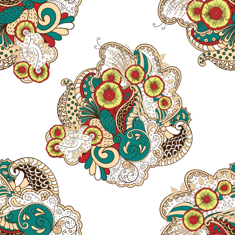 Mehendi Tracery Pattern, Seamless, Handmade Hindi Stock Vector ...