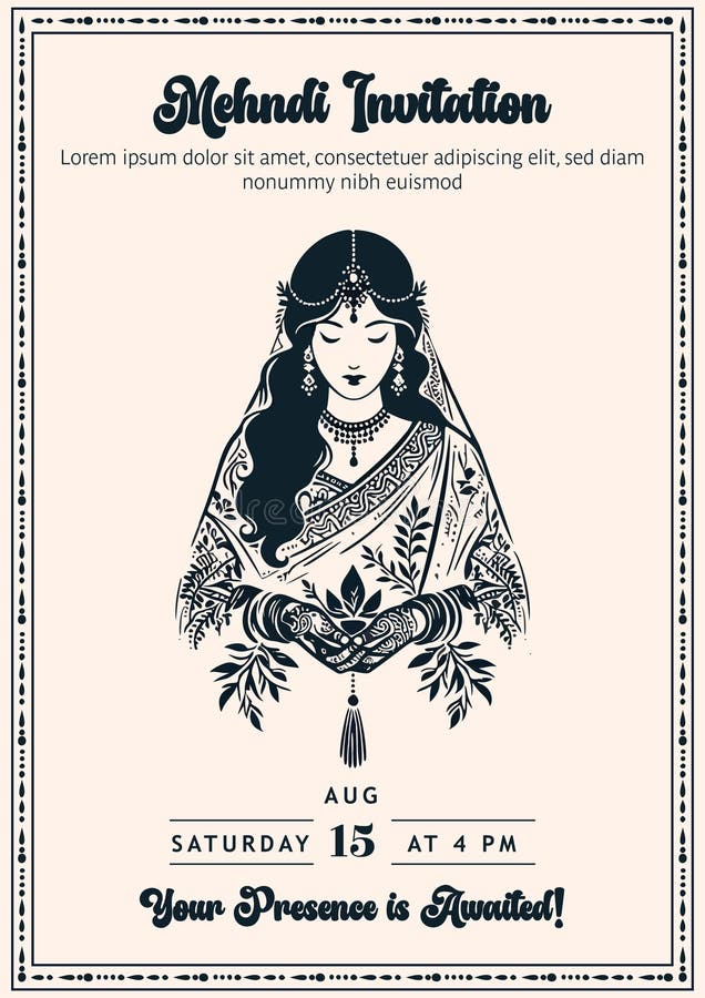 Mehndi invitation card stock vector. Illustration of decoration - 310056803