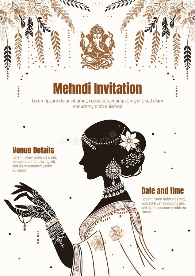 Mehndi invitation template stock vector. Illustration of tradition ...