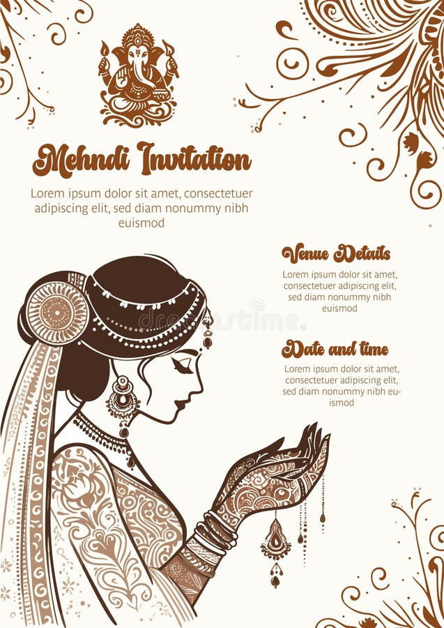 Mehndi Card stock vector. Illustration of body, salon - 310056814