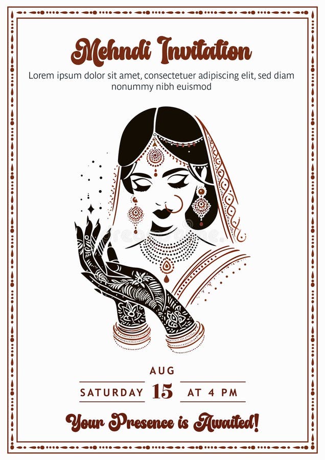 Mehndi card template stock vector. Illustration of traditional - 310056821