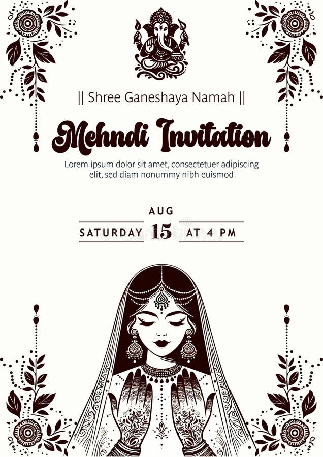 Mehndi Invitation template stock vector. Illustration of hinduism ...