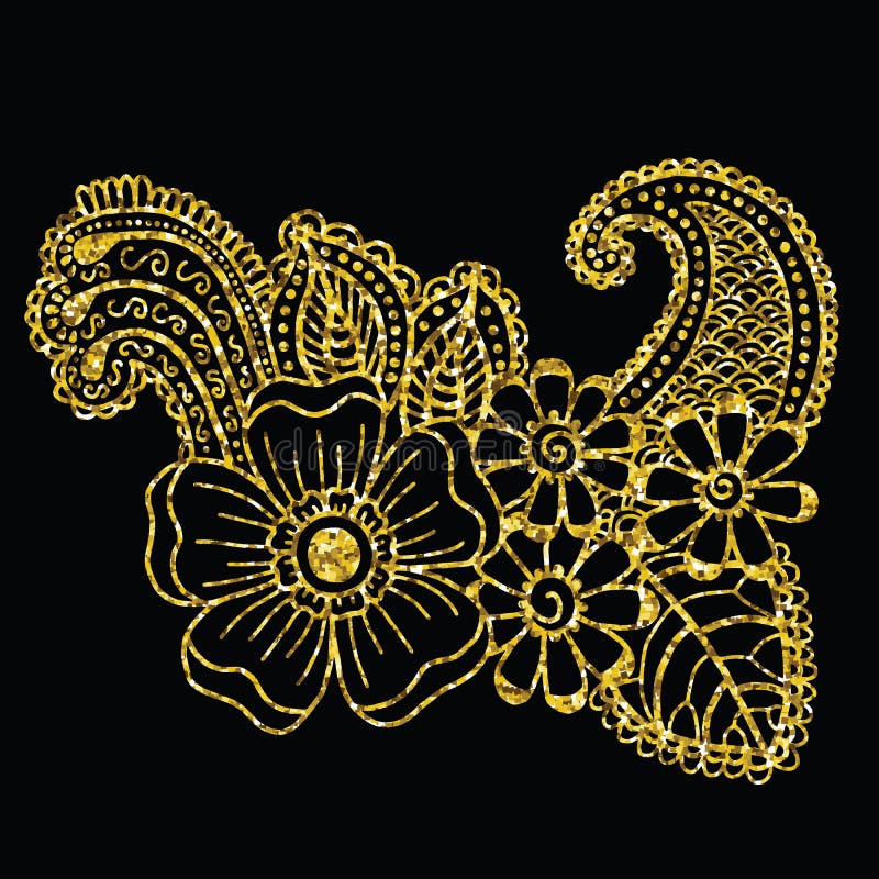 Mehndi design. Pattern. stock vector. Illustration of flower - 78024401