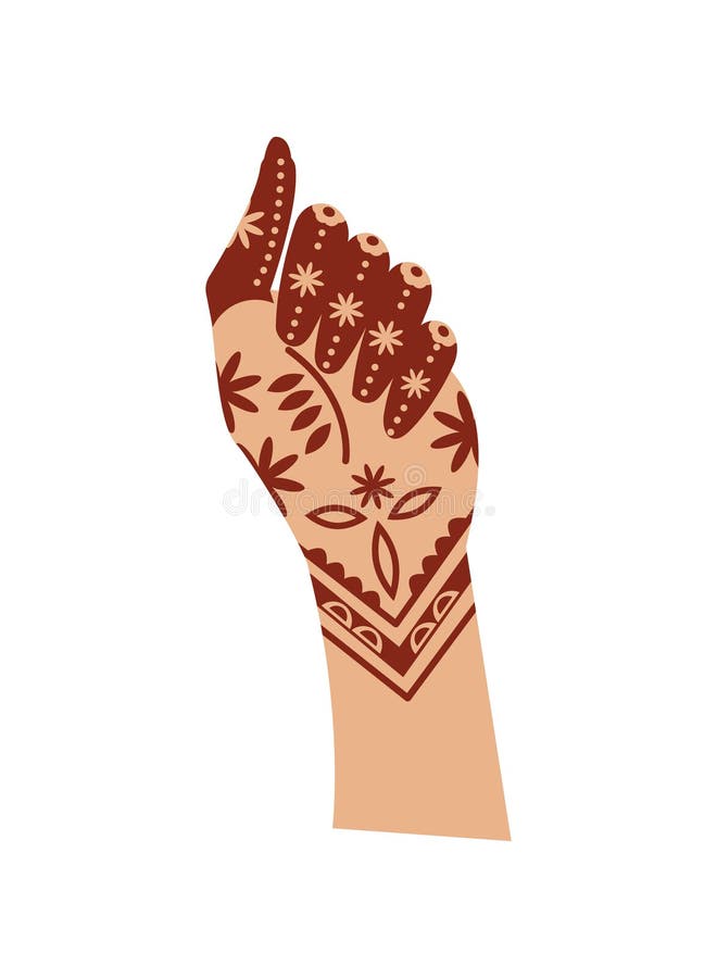 Mehndi on female hand stock vector. Illustration of isolation - 345606996