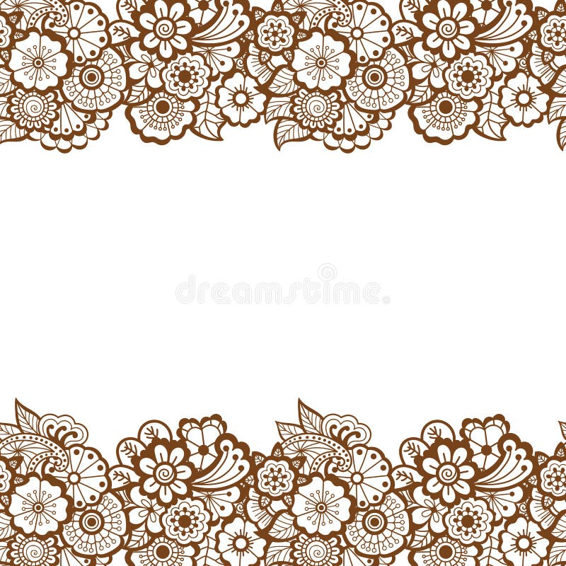 Mehndi Horizontal Backrtound. Stock Vector - Illustration of brown ...