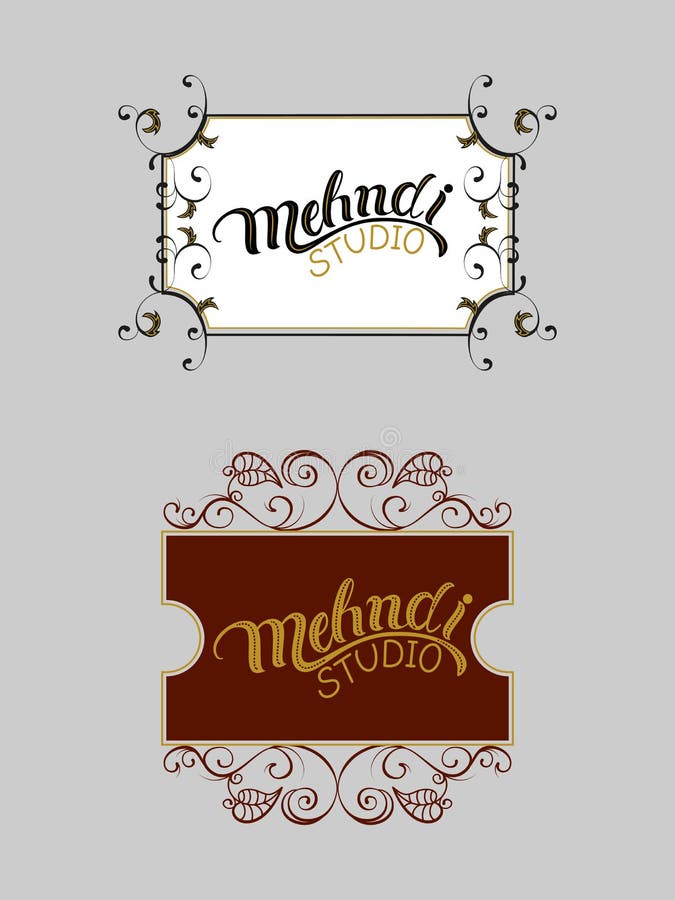 Mehndi Logo Templates. Round Patterns Stock Vector - Illustration of ...