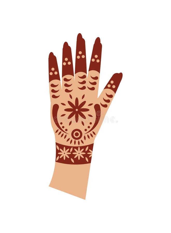 Mehndi tattoo on hand stock vector. Illustration of isolated - 345606983