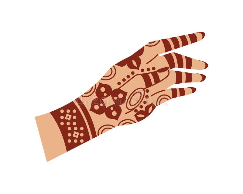Mehndi traditional on hand stock vector. Illustration of female - 345607066