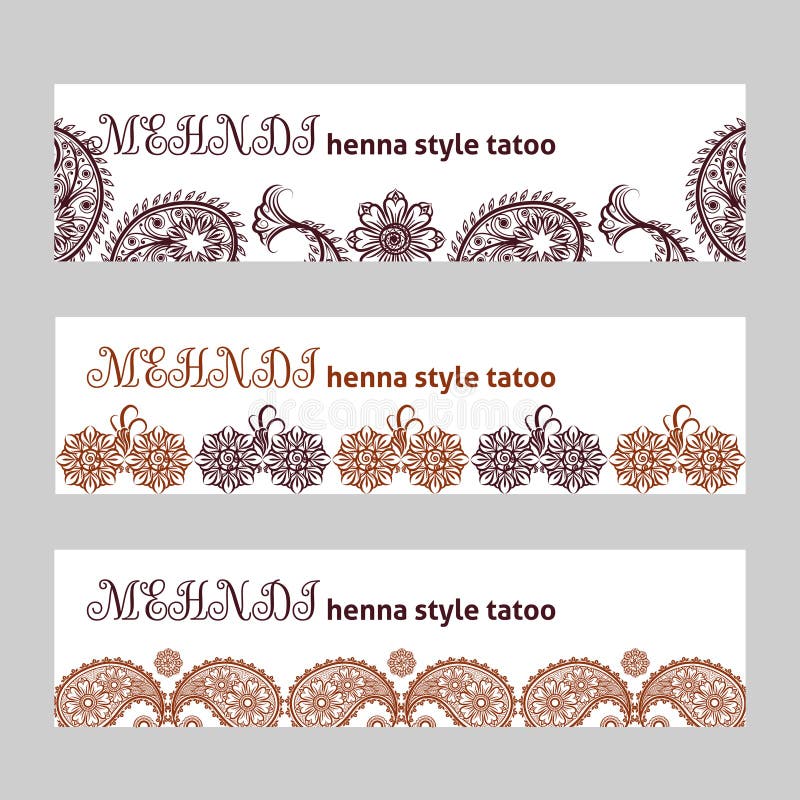 Henna Banners stock illustration. Illustration of petal - 22599696