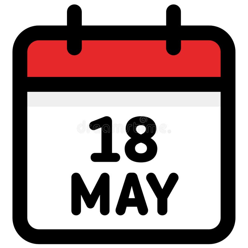 18 Mei Vectorpictogram Voor Vlakke Dagelijkse Kalender Datum En ...
