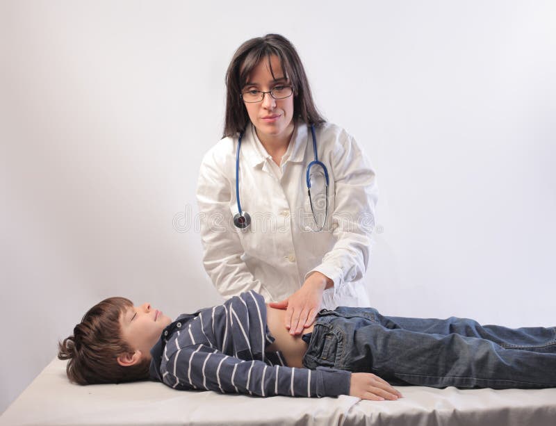 Pediatrician Check Stomach Of Child Stock Image - Image of analysis ...